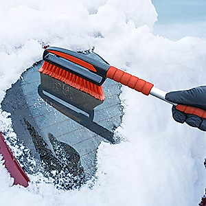 BDK Motor Trend Ice Scraper with Ergonomic Tough Rubber Grip Snow Brush/Broom/Frost Remover for Car and Truck Windshields/Mirrors, Winter Storm Survival Kits