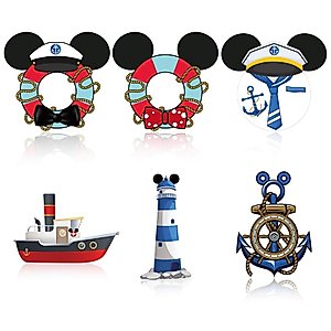 Qweryboo 12 Pcs Cruise Door Magnet Stickers, Cute Captain Sea Navigation Car Door Decorations Anchor Cruise Holiday Decor for Carnival Cruise Refrigerator Door