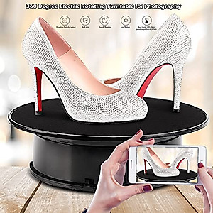 Leadleds 8" Black Velvet Top Motorized Rotating Display Turntable Ideal for Jewelry Hobby Collectible Product