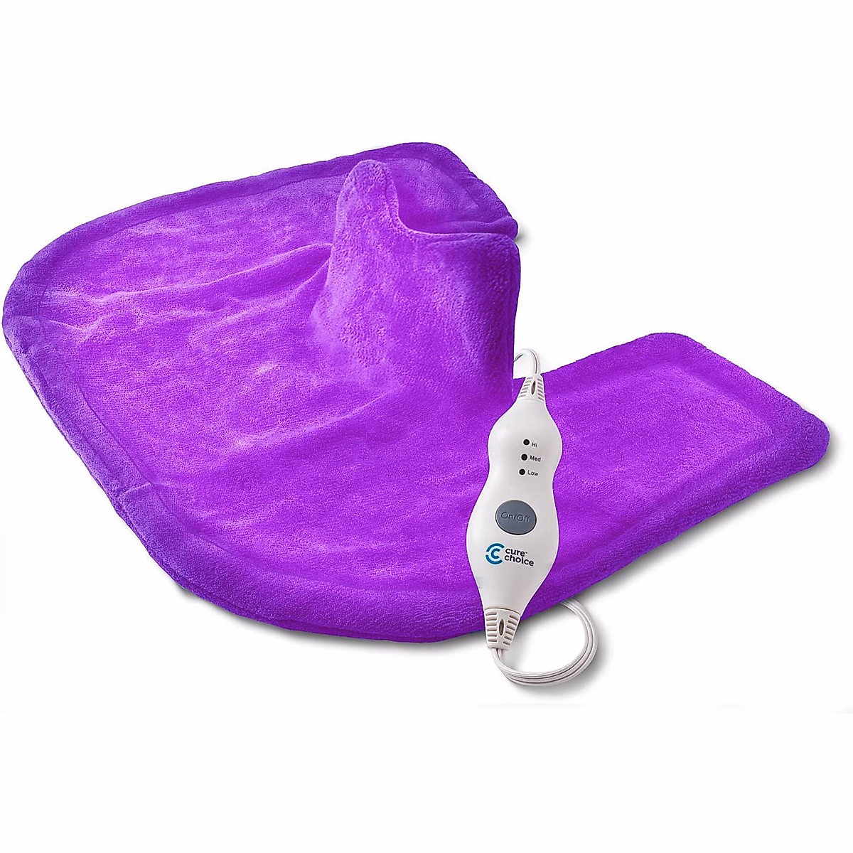 Cure Choice® Electric Heating Pad for Neck and Shoulder Pain Relief, Soft Micromink Neck Heating pad for Neck Pain, Heated Neck Wrap with 4 Heat Settings, Auto Shut Off, Machine Washable (Purple)