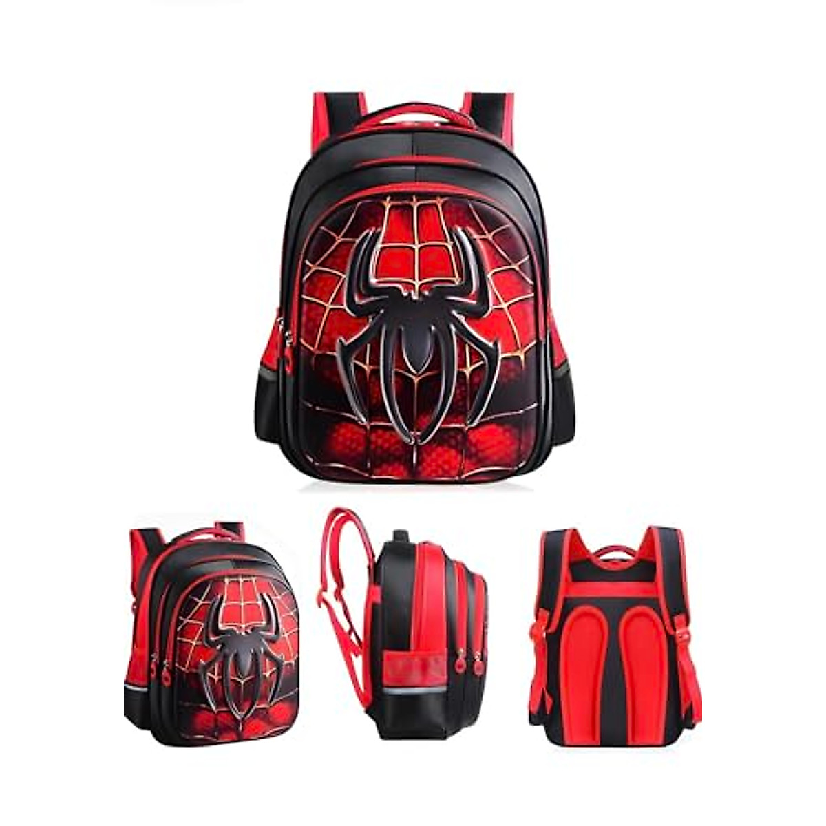 EFBJIXY Kids Backpack Spider Bookbags Boys Schoolbag With Lightweight Water Resistant (red black)