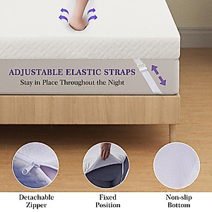Chominty Full Mattress Topper Memory Foam, 4 Inch Mattress Topper Bed Topper for Pressure Relief, Breathable Mattress Pad with Removable & Washable Bamboo Cover, Non-Slip Design, CertiPUR-US