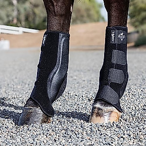 Professional's Choice Equine Ventech SlideTec Skid Rear Leg Boot | Prevents Burns During Sliding Stops | Pair | Short 10.5" | Black