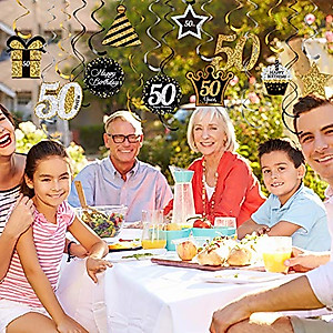 50th Birthday Party Decorations for Men Women 50 Years Cheers Birthday Party Hanging Swirls Gold Glitter Happy Birthday Decorations Celebration Old Party Supplies Ceiling Decor, 30CT