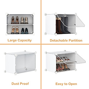 BASTUO Shoe Rack with Door, Plastic Enclosed Shoe Rack, Multi-Purpose Closed Shoe Rack, for Livingroom, Bedroom and Office (24 Pairs, White)