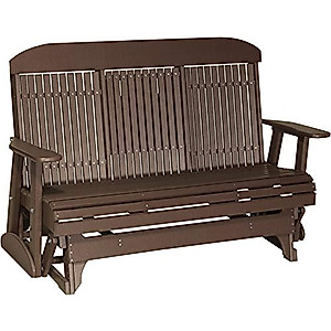 LuxCraft 5' Classic Poly Double Glider with Center Tray (Chestnut Brown)