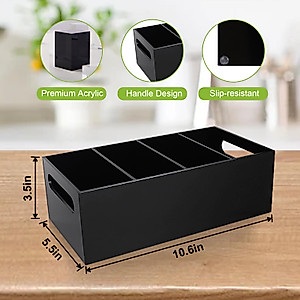Acrylic Seasoning Organizers with 4 Slots, Tea Bag & Snack Packet Storage Bin, Coffee & Gravy Packet Condiment Organizer for Kitchen & Pantry Cabinet
