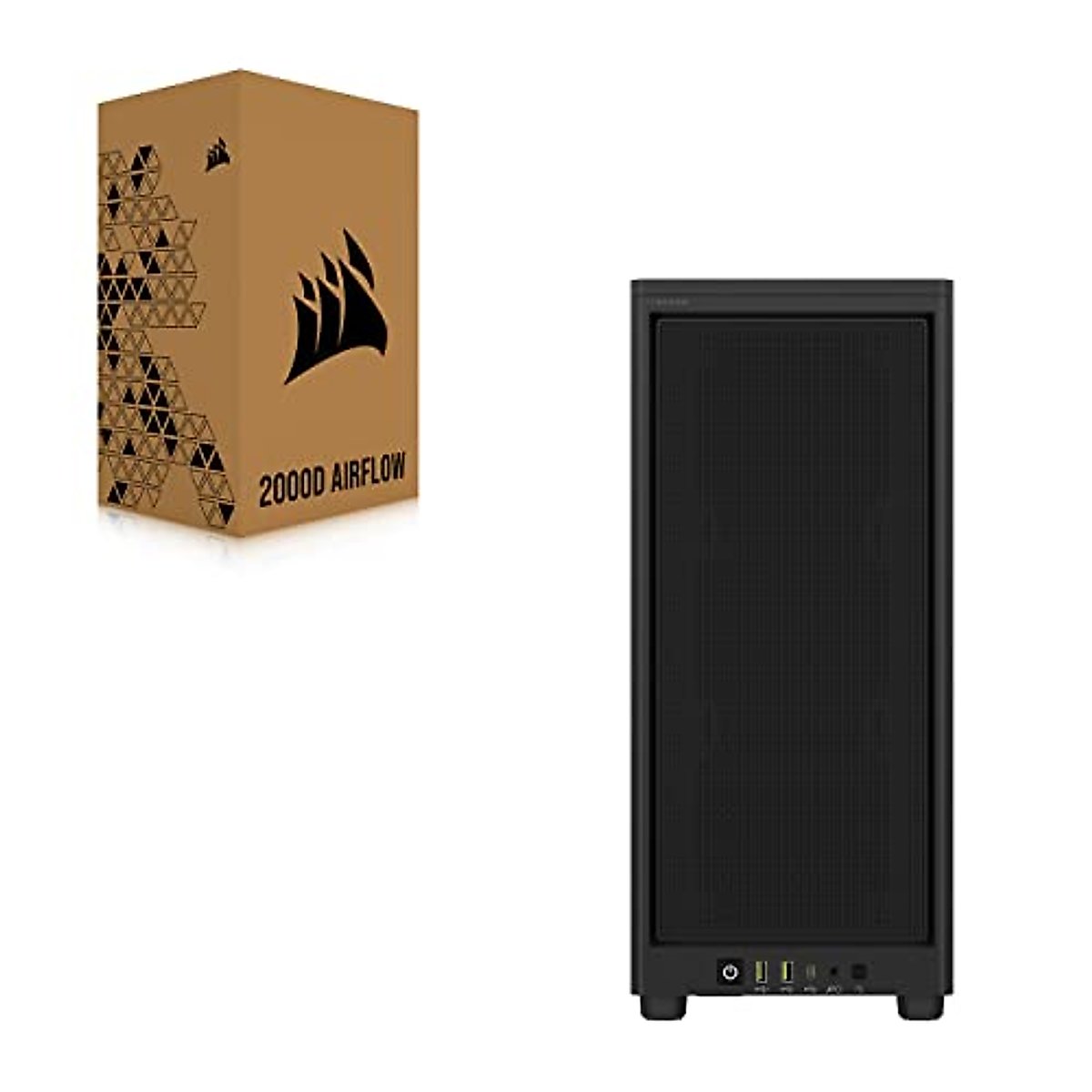 Corsair 2000D Airflow Mini-ITX PC Case - Mini-ITX Form-Factor - Steel Mesh Panels - Three-Slot GPU Support - Cooling-Optimized Interior - Modern Front Panel I/O - Black