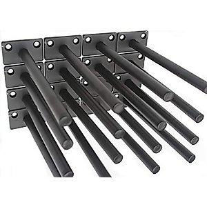 16 Pcs 6" Black Solid Steel Floating Shelf Bracket Blind Shelf Supports - Hidden Brackets for Floating Wood Shelves - Concealed Blind Shelf Support – Screws and Wall Plugs Included