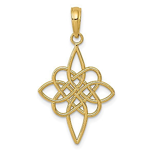 IceCarats 14K Yellow Gold Heart Claddagh Celtic Love Knot Necklace Charm Pendant Irish Jewelry Only