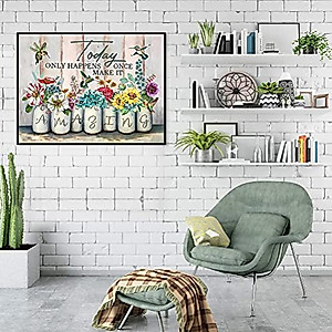 Inspirational Flower Paint by Numbers for Adults Beginner DIY Arts and Crafts Paintwork with Paintbrushes Canvas Oil Painting Wall Decor 16X20 inch