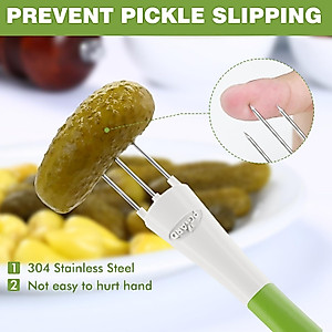 2 Pack Pickle Fork - Pickle Picker for the jar, Pickle Grabber Kitchen Fork Tool Green