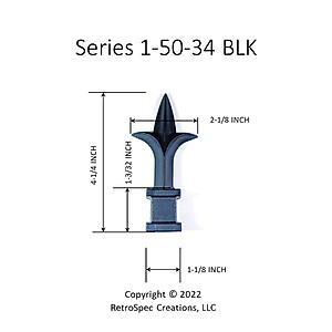 Retrospec Creations 100 Each for 3/4" Plastic Finial Tops for Iron Picket Fence Triad Spear - #50-34