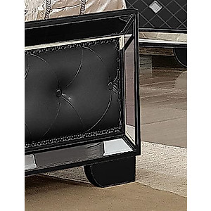 Epinki Queen Size Upholstered Bed Made with Wood in Black Color, Bed Frame, Easy Assembly