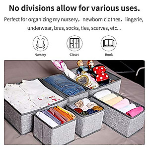 Criusia 14 Set Underwear Drawer Organizer, Foldable Underwear Drawer Organizer and Closet Dividers,Storage Box for Clothes, Socks, Underwear(Grey)