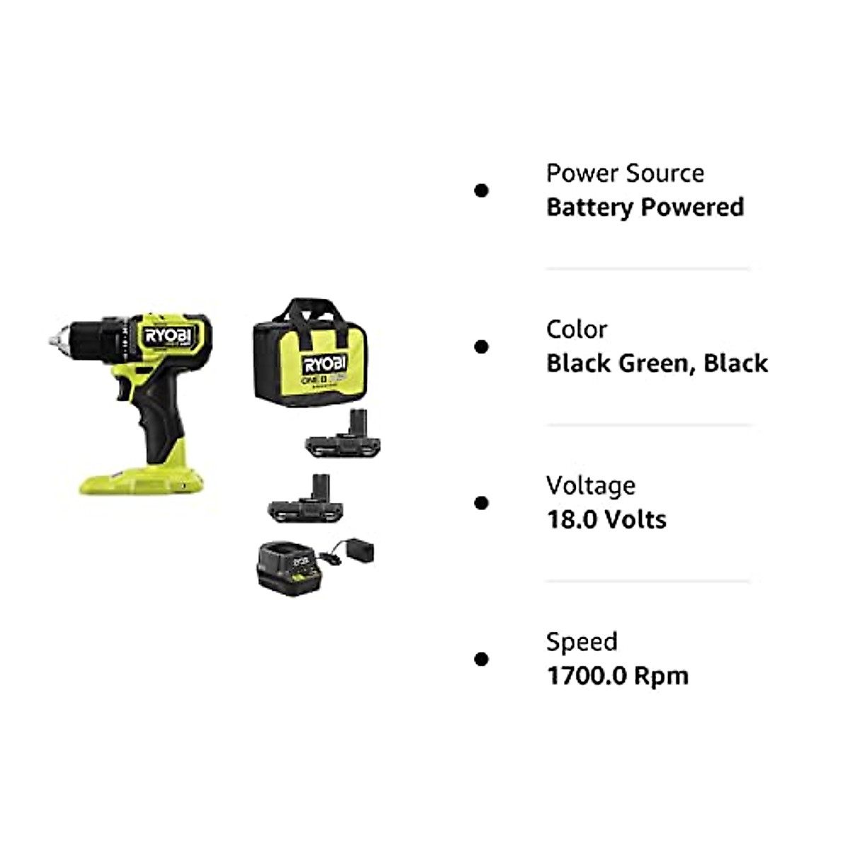 RYOBI ONE+ HP 18V Brushless Cordless Compact 1/2 in. Drill/Driver Kit with (2) 1.5 Ah Batteries, Charger and Bag