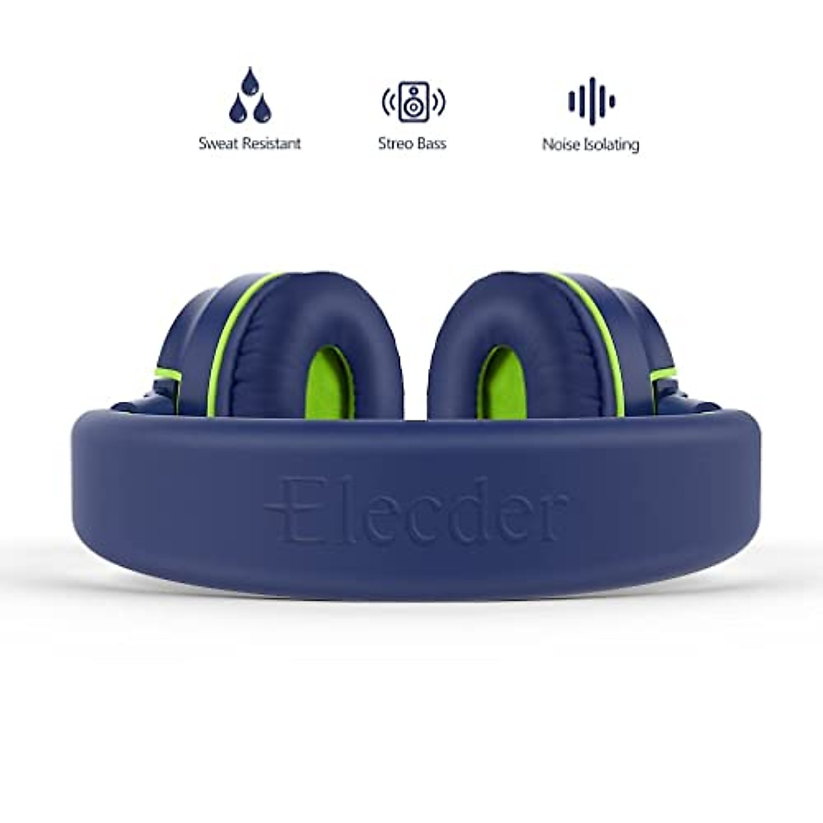 ELECDER i36 Kids Headphones Children Girls Boys Teens Foldable Adjustable On Ear Headphones 3.5mm Jack Compatible Cellphones Computer Kindle MP3/4 School Tablet Blue/Green