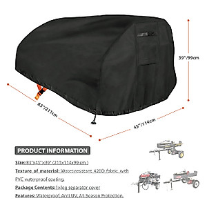 Aaaspark Heavy Duty Log Splitter Cover, Waterproof Oxford Cloth, for 15-45 Ton Gas or Electric Log Splitters, 83" x 45" x 39", Weather Resistant Storage Cover, Easy to Clean, Black