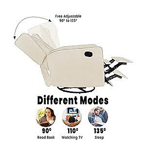 Naomi Home Relieve Muscle Aches with Nursery Glider, Upholstered Rocker Recliner Comfortable Rocking Chair with 360° Swivel Motion, Soft Cushions for Nursing and Bonding, Baby Reclining Chair - Cream