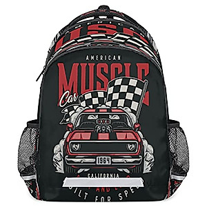 GzLeyigou Racing Car Retro Backpack for Boys Girls Kids Schoolbag Children School Bookbag,Women Men Casual Daypack Students College Bookbags Travel Bags