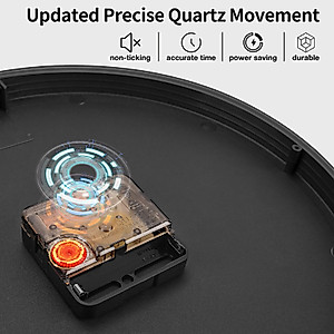 Yoobure 10 Inch Silent Quartz Decorative Wall Clock Non-Ticking Classic Digital Clock Battery Operated Round Easy to Read Home/Office/School Clock