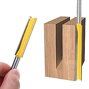 Mesee Set of 2 Pieces Extra Long Straight Router Bit Set, 1/4-Inch Shank Double Flute Straight Grooving Bits Trimming Cutter Woodworking Milling Tools with 2" & 3" Cutting Height