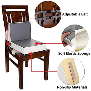 Sumnacon 2Pcs Chair Increasing Cushions - Baby Toddler Kids Infant Portable Dismountable Adjustable Highchair Booster Cushion Washable Thick Chair Seat Pads Buckle Straps, Grey + Beige