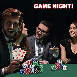 Gamie Poker Set in Aluminum Case, Casino Poker chip Kit with 300 Chips, 2 Decks of Playing Cards, 5 Dice, and 1 Deluxe Case, Fun Game Night Supplies, Best Poker Gifts for Teens and Adults, Black