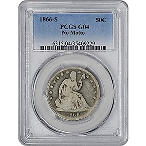 1866-S Liberty Seated Silver Half Dollar, No Motto, G04, PCGS