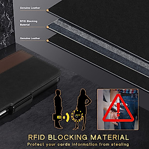 FYY for iPhone 13 Pro Max Case, [Support Magsafe Charging][Genuine Leather] Wallet Phone Case with Card Holder Protective Shockproof Cover for iPhone 13 Pro Max 5G 6.7" Black&Brown