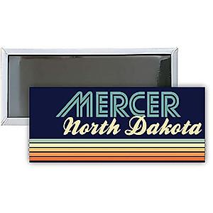 Mercer North Dakota Souvenir 4.75x2-Inch Rectangle Fridge Magnet Retro Design