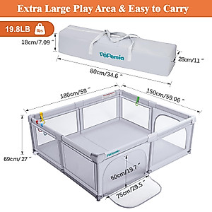 PAPAMIA Baby Playpen, 71"x59" Foldable Extra Large Playpen for Babies and Toddlers with Anti-Slip Base and Breathable Mesh, Sturdy Safety Play Yard with Gate for Kids Activity Center, (Small Gray)