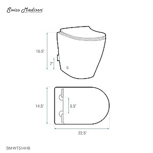 St. Tropez Back to Wall Concealed Tank Toilet Bowl, Black Hardware