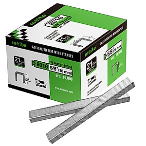 meite 21 Gauge 1/2-Inch Crown with 5/8-Inch Length Upholstery Staples Galvanized Fine Wire Staples Compatible for MT8016 Stapler (10,000 Pcs/Box)