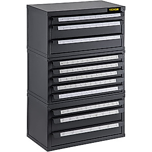 VEVOR Drill Bit Dispenser Cabinet Set, Three-Drawer for 1/16" to 1/2" & Letter Sizes A to Z, Five-Drawer Drill Bit Organizer for Wire Gauge Sizes #1 to #60, 3 Pieces