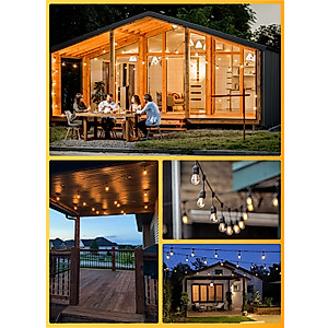 Brightown 52FT S14 Outdoor String Lights -Shatterproof Patio Lights with Waterproof Porch Hanging Lights Commercial Grade Outside Light for Cafe, Bistro, Garden, Backyard