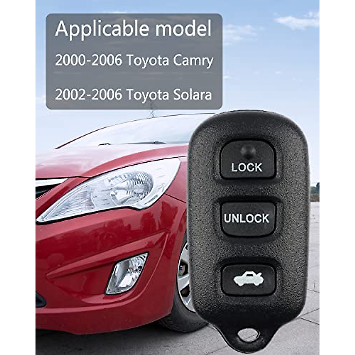 Key Fob Keyless Entry Remote Replacement for Toyota Camry 2000 2001 2002 2003 2004 2005 2006/2002-2006 Solara with FCC ID：GQ43VT14T (Set of 2)