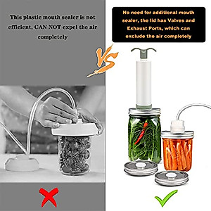 Mason Jar Vacuum Sealer Kit, 8PCS Vacuum Sealer for Jars Including Reusable Stainless Steel Fermenting Kit Vacuum Jar Lids for Wide and Regular Mouth Mason Jars Sealer with Pump and Hose
