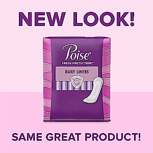 Poise Daily Incontinence Panty Liners, 2 Drop Very Light Absorbency, Long, 44 Count of Pantiliners, Packaging May Vary