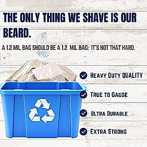 Plasticplace 18 Gallon Clear Recycling Trash Bags │ 1.2 Mil Garbage Can Liners │ 26"x16"x27’’ (200 Count)