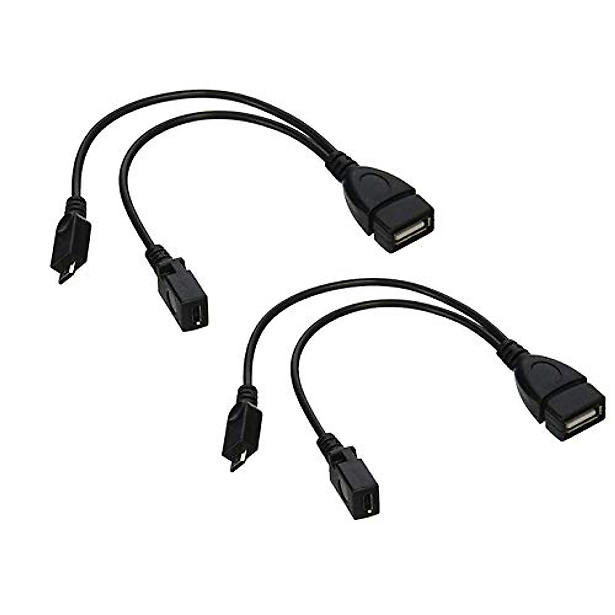 2 Pack OTG Cable Replacement for Fire Stick 4K, Compatible Samsung Galaxy, Amazon Fire TV, Compatible with LG HTC Android Phone Tablet Micro USB Host with Micro USB Power