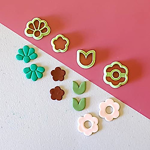 4 Pieces Set Polymer Clay Cutters, Flower Shaped Clay Cutters for Jewelry Making Beginner, Clear Clay Earring Cutters for Pottery and Cookie Cutters