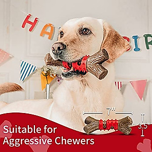 RANTOJOY Tough Dog Toys Aggressive Chew Toys for Large Dogs, Durable Dog Chew Toys for Medium Large Breed, Nylon Rubber Dog Teething Stick Toys Puppy Chewers Dogs Birthday Gift Nearly Indestructible