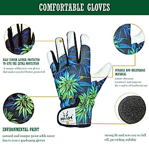 HMH Leather Gardening Gloves - Large, Green Short, Unisex