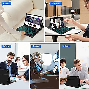 XIWMIX Lenovo Tab M10 Plus Backlit Keyboard Case 10.6 Inch 3rd Gen 2022, Slim Case Lightweight Smart Tablet Cover with Magnetically Detachable Wireless Bluetooth Keyboard for Lenovo Tab M10 Plus 10.6"