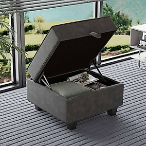 Tbfit Modular Sectional Sofa with Storage Ottoman, Convertible Oversized Couch with Reversible Chaises, Sleeper Sofa with Adjustable Arm for Living Room, 7 Seated, Dark Grey