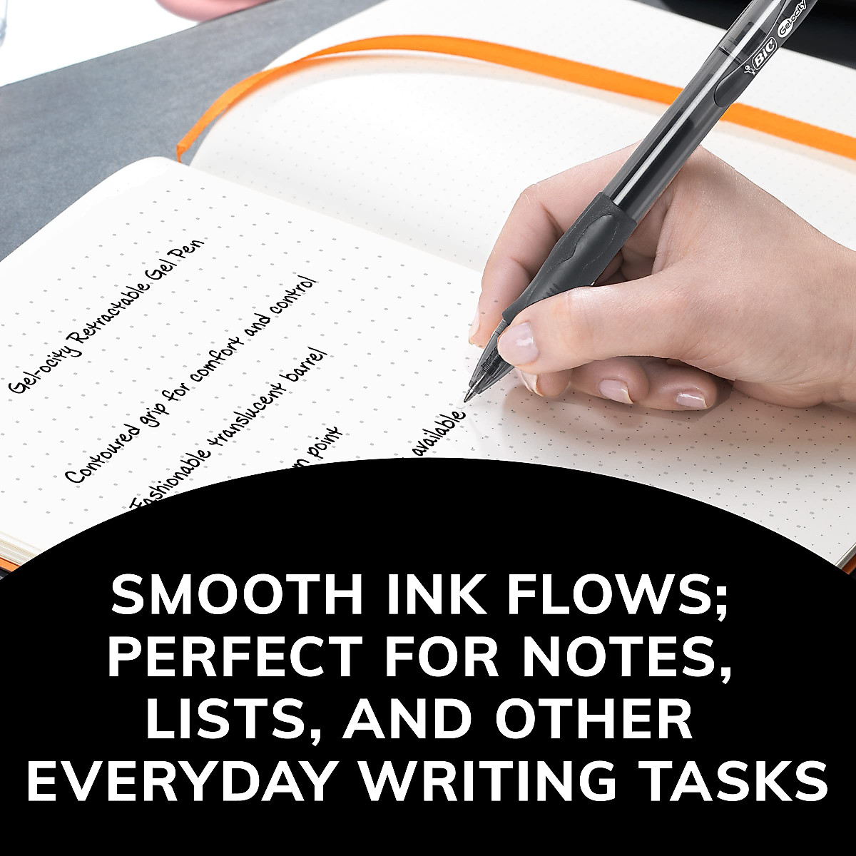 BIC Gel-ocity Original Black Gel Pens, Medium Point (0.7mm), 24-Count Pack, Retractable Gel Pens With Comfortable Grip