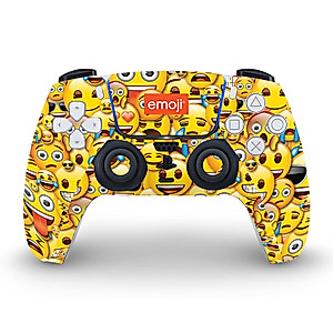Head Case Designs Officially Licensed Emoji Smileys Art Patterns Vinyl Faceplate Sticker Gaming Skin Case Cover Compatible with Sony Playstation 5 PS5 Disc Edition Console & DualSense Controller