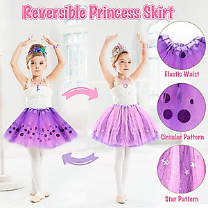 HUUIDY Princess Dress Up for Girls, Dress Up Clothes for Girls with Princess Shoes, Tutu, Cloak, Crown, Jewelry, Princess Toys for Girls Gifts 3,4,5,6 Year Old