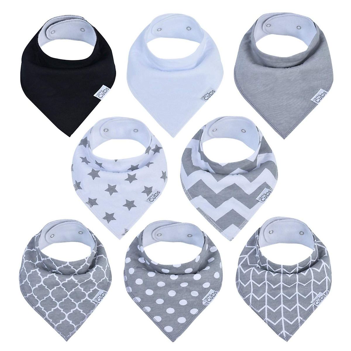 Comfy Cubs Muslin Baby Bibs, Drool Bibs, Adjustable with Easy Snaps, Teething & Drooling, Absorbent Bibs for Boys & Girls